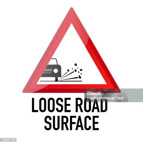 느슨한 도로 표면 정보 및 경고 알림 및 주의 현실적인 국제 도로 교통 도로 표지판 학습 교육 운전 과정 라이센스 아이콘흰색 배경에 고립 된 벡터 그림 컬렉션에서 개념에