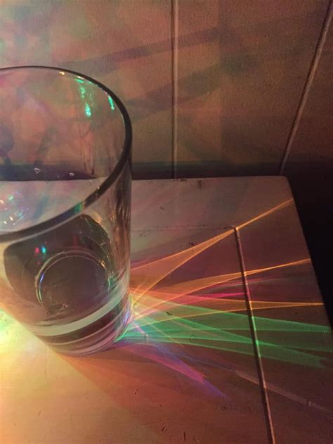 Christmas Lights Refracting Through Glass Of Water Refracted Light