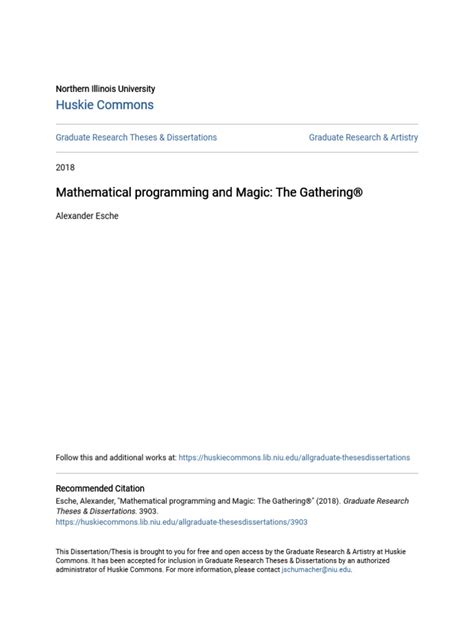 Mathematical Programming And Magic The Gathering® Pdf Matrix Mathematics Statistical