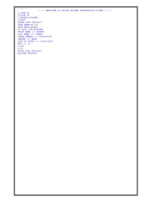 Computer Science Project Of Railway Reservation System Python Programmingpdf