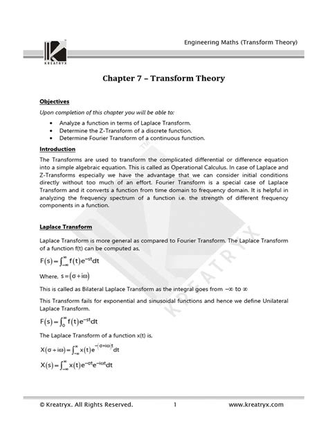 Chapter 7 Transform Theory Pdf Laplace Transform Fourier Transform