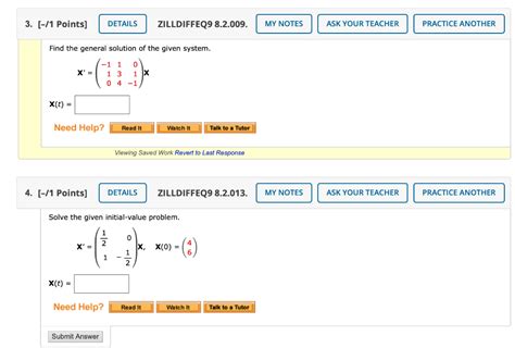 Solved 3 [ 1 Points] Details Zilldiffeq9 8 2 009 My Notes