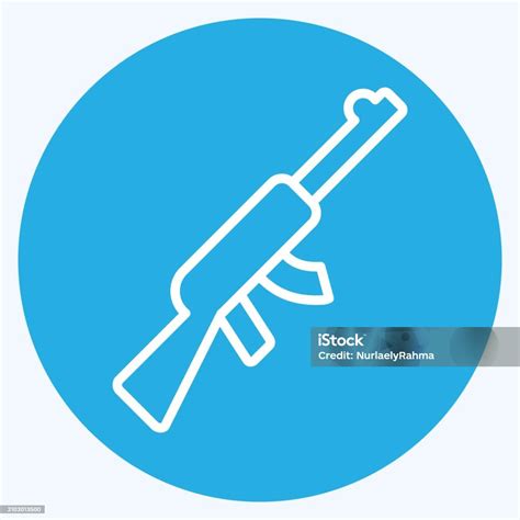 아이콘 라이플 건 군대 및 육군 상징과 관련이 있습니다 파란 눈 스타일 심플한 디자인 일러스트레이션 겨냥에 대한 스톡 벡터 아트