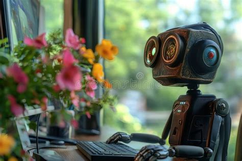 Futuristic Ai Powered Robot Assistant In Modern Office Environment