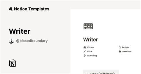 Writer Template By Biased Boundary Notion Marketplace