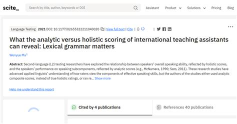 What The Analytic Versus Holistic Scoring Of International Teaching