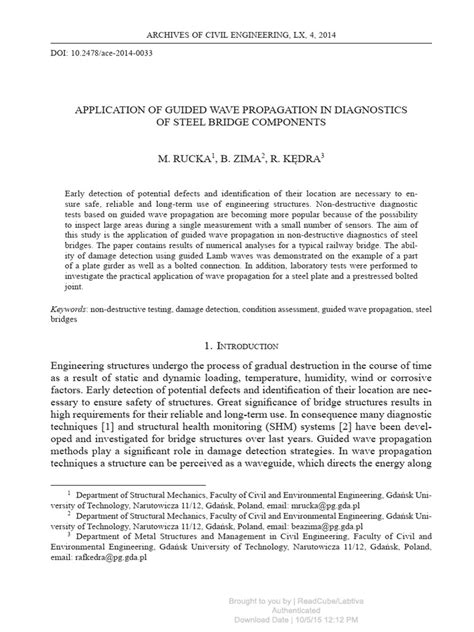Application Of Guided Wave Propagation In Diagnost Pdf Waves