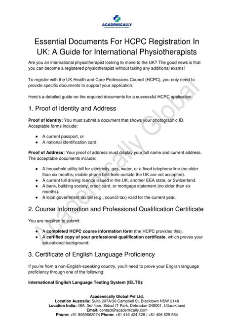 Ppt Essential Documents For Hcpc Registration In Uk A Guide For International Physi
