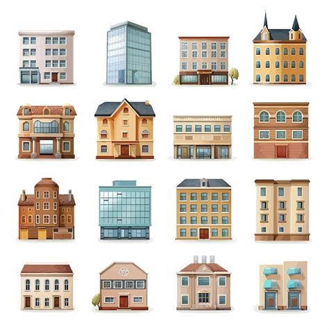 Premium Vector A Series Of Different Buildings Including One With One That Says Quot Old Quot