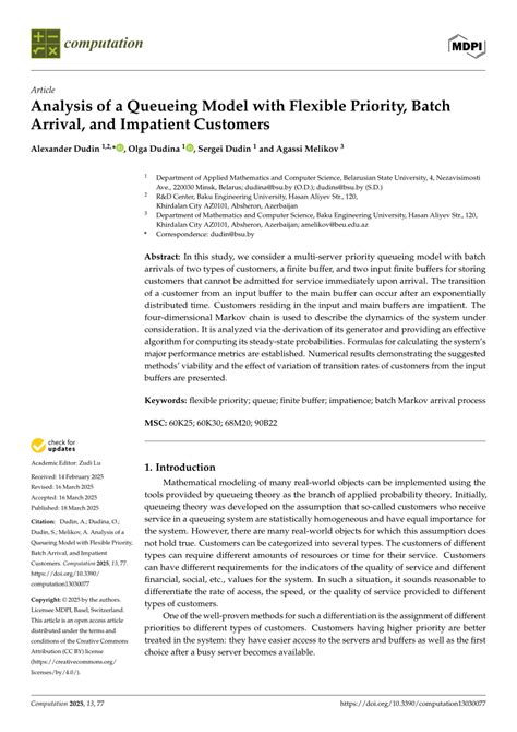 Pdf Analysis Of A Queueing Model With Flexible Priority Batch Arrival And Impatient Customers