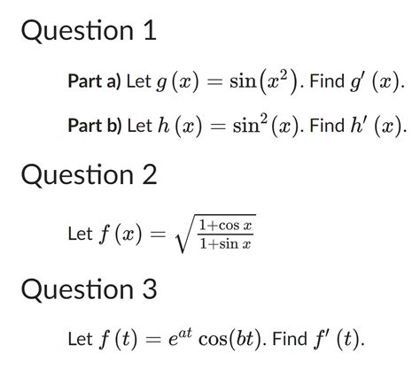 Solved Part A Let G X Sin X2 Find G′ X Part B Let