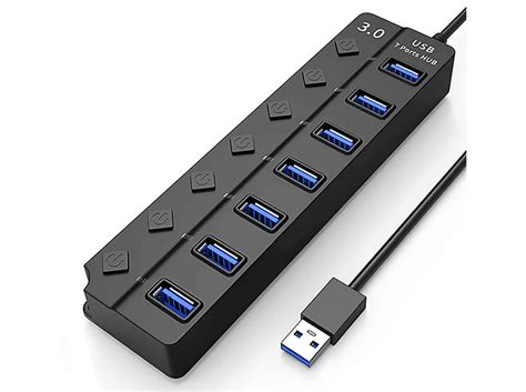 Inf Usb 3 0 Hub 5 Gbit S 7 Ports Individuelle Ein Aus Tasten Usb Hub Schwarz Mediamarkt