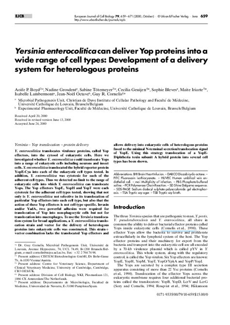 Pdf Can Deliver Yop Proteins Into A Wide Range Of Cell Types Development Of A Delivery System