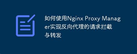 如何使用nginx proxy manager实现反向代理的请求拦截与转发 美云