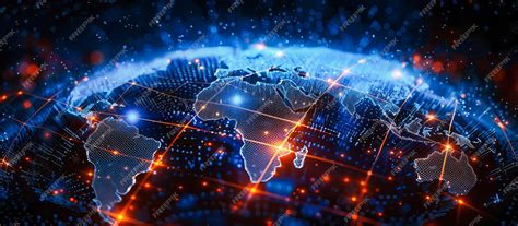 Premium Photo Global Digital Networking In Business Technology Communication On Blue Abstract