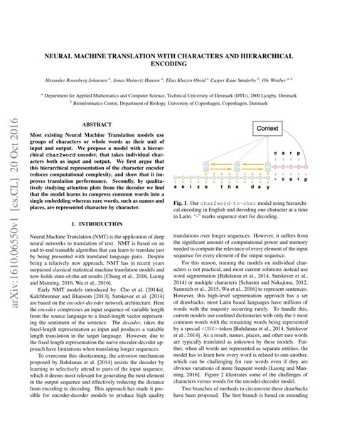 Pdf Neural Machine Translation With Characters And Hierarchical Encoding