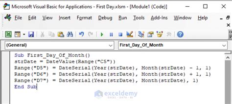 Excel Vba First Day Of Month 3 Methods Exceldemy