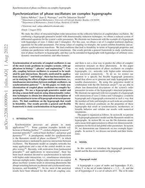 Pdf Synchronization Of Phase Oscillators On Complex Hypergraphs