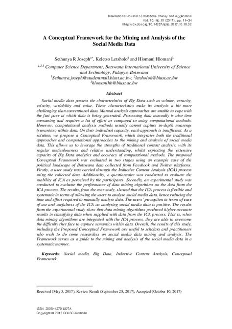 Pdf A Conceptual Framework For The Mining And Analysis Of The Social Media Data Hlomani
