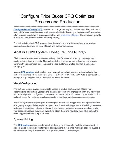 PPT Configure Price Quote CPQ Optimizes Process And Production PowerPoint Presentation ID