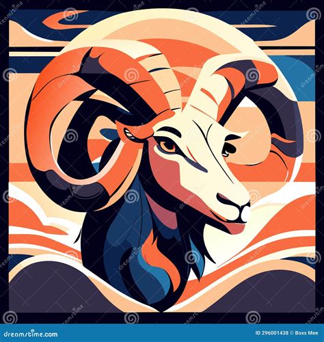 Head Of A Ram On Abstract Background Vector Illustration In Retro Style Ai Generated Stock