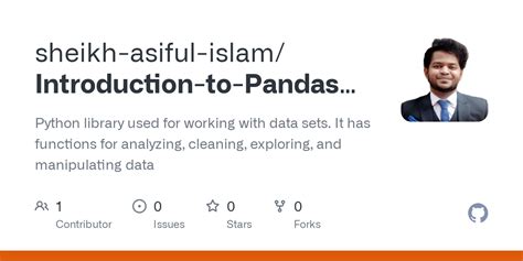 github sheikh asiful islam introduction to pandas in python python