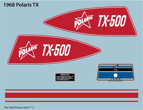 1968 Polaris Tx Decal Set The Sled Printer