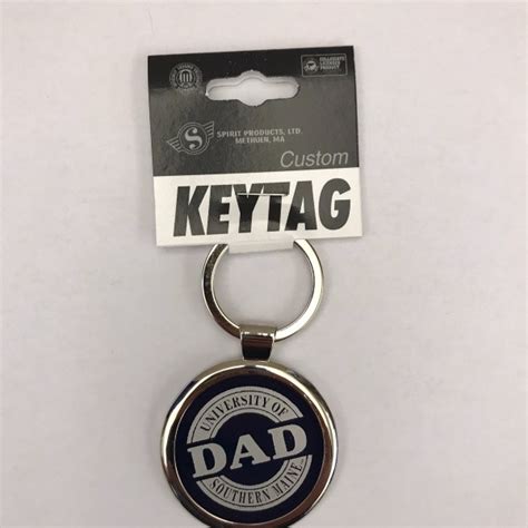 Silver Maverick Round Key Chain Dad