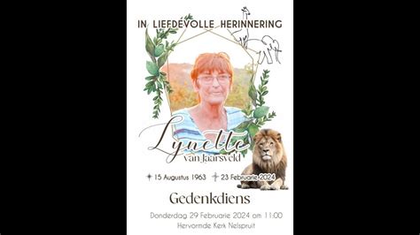 Gedenkdiens Van Lynette Van Jaarsveld Youtube
