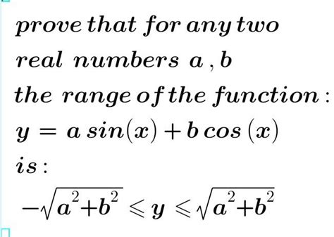 solved prove that for any two real numbers a b the range of