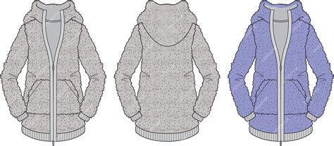 Shearling 까마귀 전면 및 후면 부분 평면 스케치 기술 드로잉 벡터 일러스트 템플릿 프리미엄 벡터