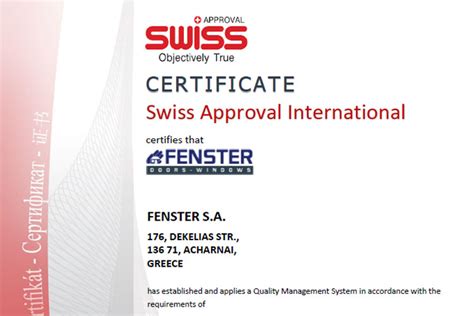 Swiss Certificate Fenster S A