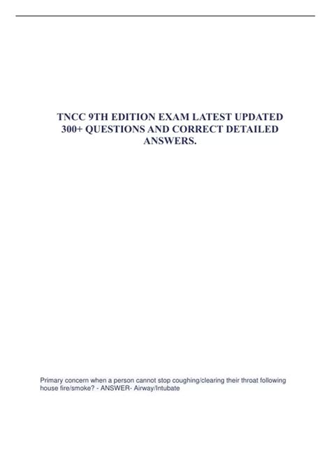Tncc 9th Edition Exam Latest Updated 300 Questions And Correct Detailed Answers Stuvia Us