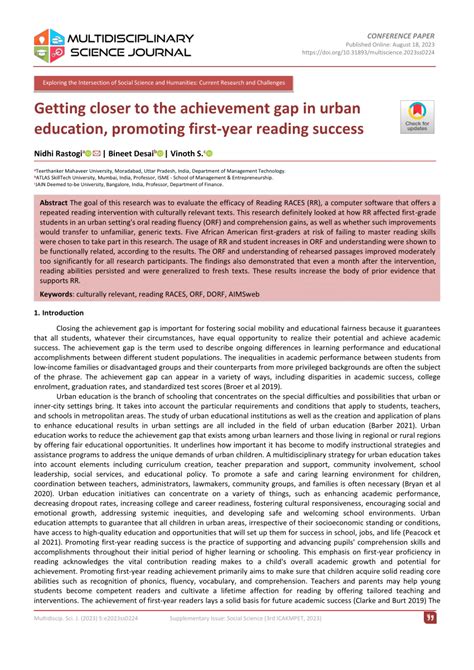 Pdf Getting Closer To The Achievement Gap In Urban Education