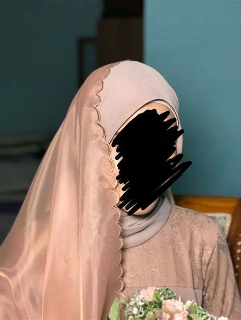 Selendang Sulam Organdy Veil Mauve Nude For Engagementnikah Womens