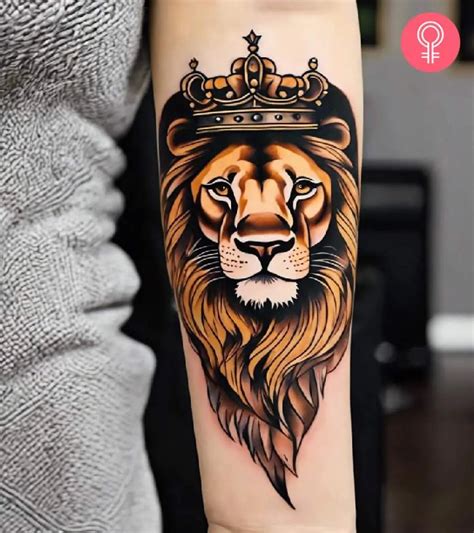 Crown Lion Tattoo Designs Symbolism Styles And Meaning