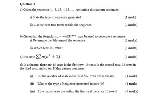 Solved A Given The Sequence 1−525−125 Assuming This