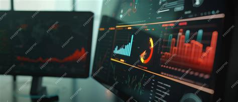 Premium Photo Futuristic Dashboard Monitors Displaying Dynamic Data
