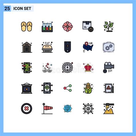 Pictogram Set Of 25 Simple Filled Line Flat Colors Of Nature Grow Flower Product Delivery