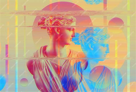 Premium Photo 3d Portrait Of An Antique Sculpture With A Glitch Effect Cyberpunk Style