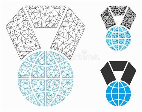 World Award Vector Mesh Wire Frame Model And Triangle Mosaic Icon Stock