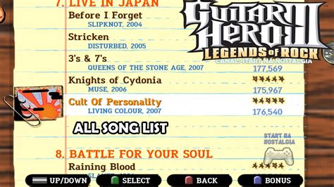 Guitar Hero 3 All Song List Lista Todas MÚsicas Youtube
