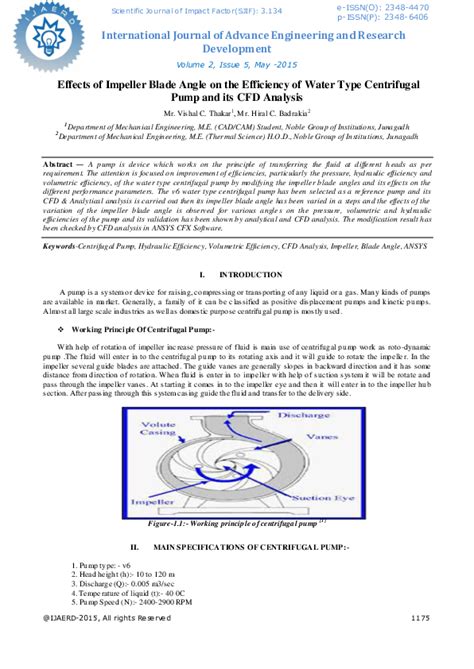 Pdf Effects Of Impeller Blade Angle On The Efficiency Of Water Type Centrifugal Pump And Its