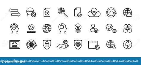 Software Icon Line Symbols Technician Maintenance Operate Code