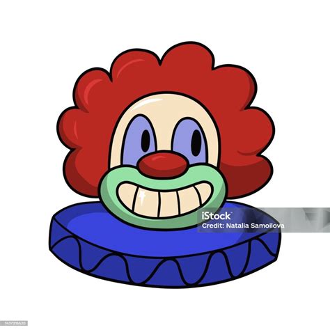 빨간 가발에 밝은 광대 마스크 만화에 벡터 일러스트 레이 션 Theatrical Performance에 대한 스톡 벡터 아트 및 기타 이미지 Theatrical