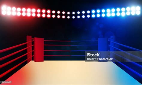 복싱 링 경기장 과 스포트라이트 투광 조명 벡터 디자인 벡터 조명 레슬링 격투기에 대한 스톡 벡터 아트 및 기타 이미지 레슬링 격투기 권투 스포츠 권투장 Istock