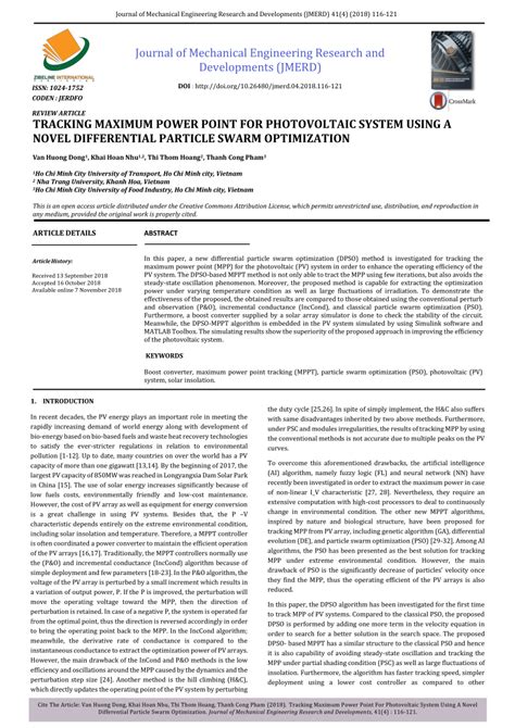 Pdf Tracking Maximum Power Point For Photovoltaic System Using A