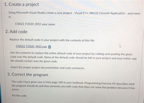 Solved Create A Project Using Microsoft Visual Studio Chegg