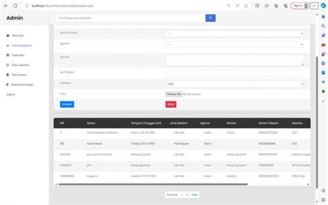 Sistem Informasi Data Karyawan Dengan Php Inti Php