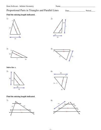 Triangle Proportionality Theorem Worksheet